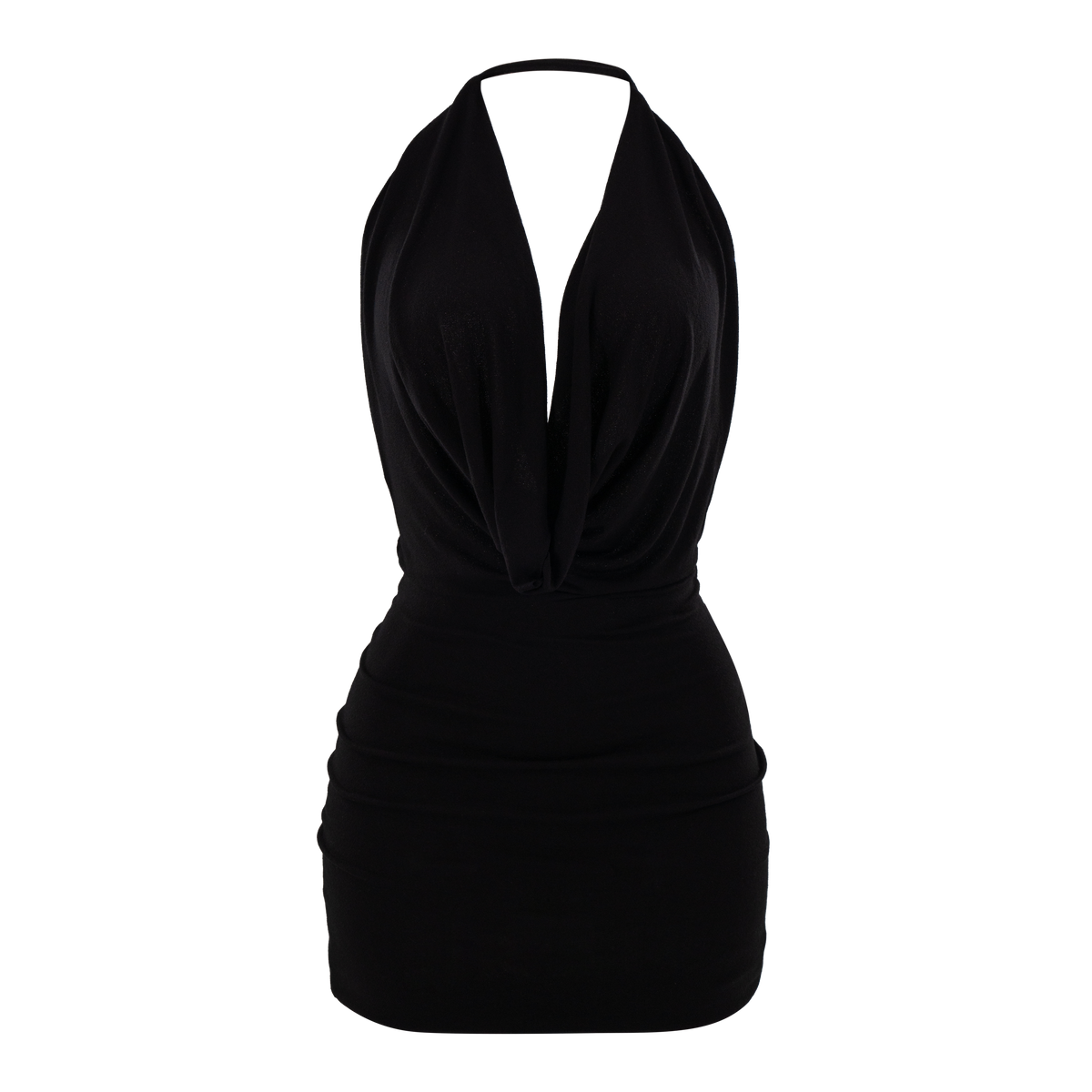 Drape Cowl Mini Dress Black – Davis Active