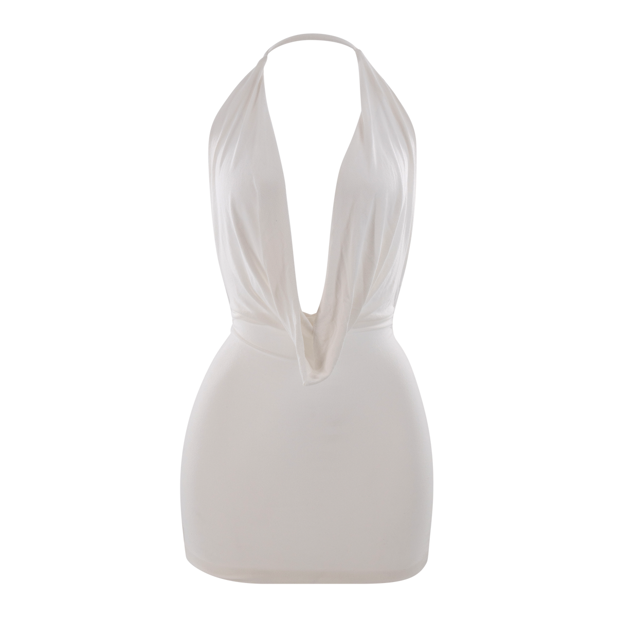 Drape Cowl Mini Dress Ivory – Davis Active