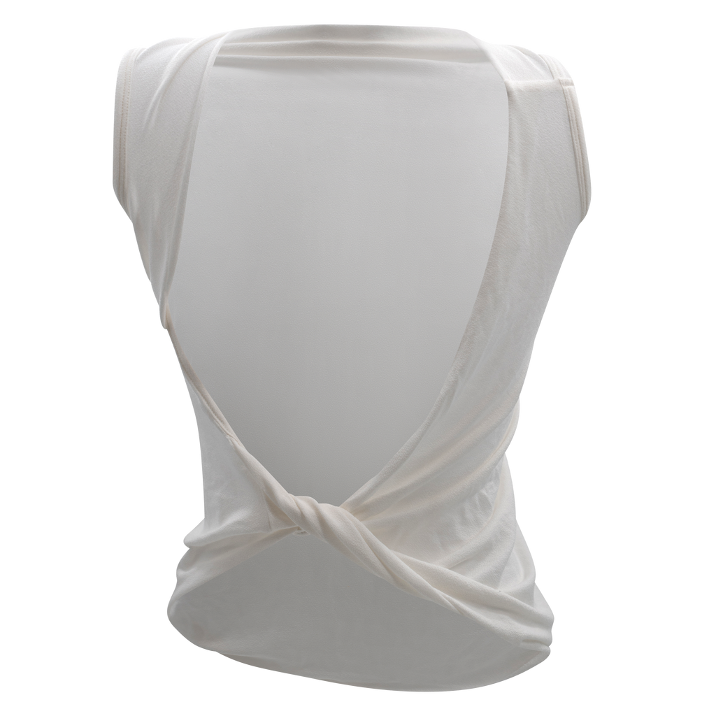 Drape Open Back Twist Top Ivory – Davis Active