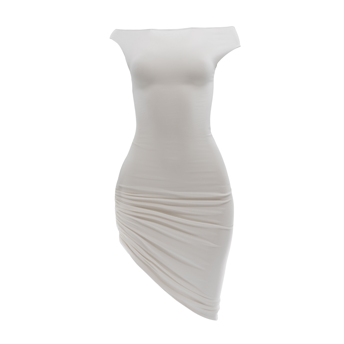 Drape Asymmetric Dress Ivory – Davis Active