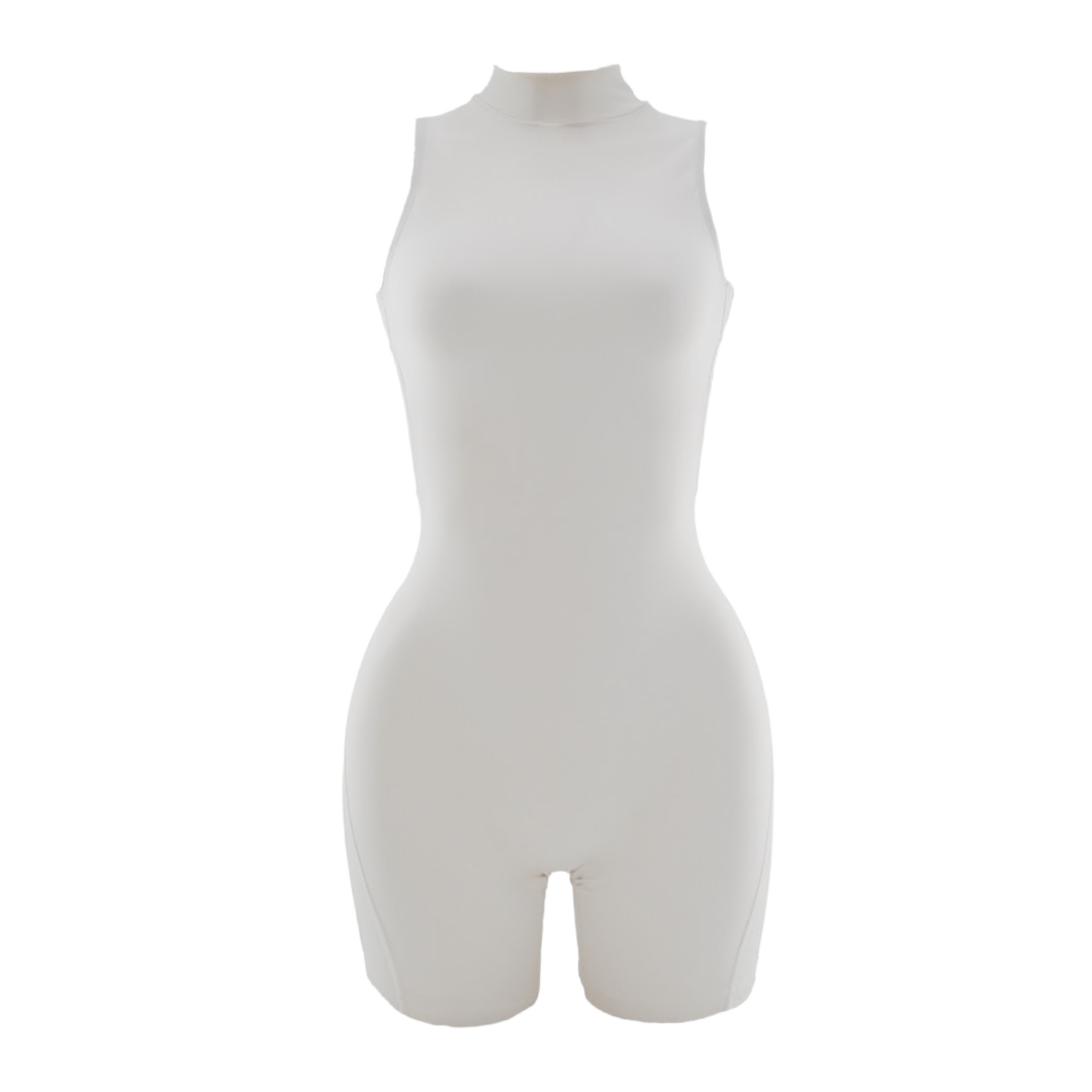 Backless Mock Neck Romper Ivory – Davis Active