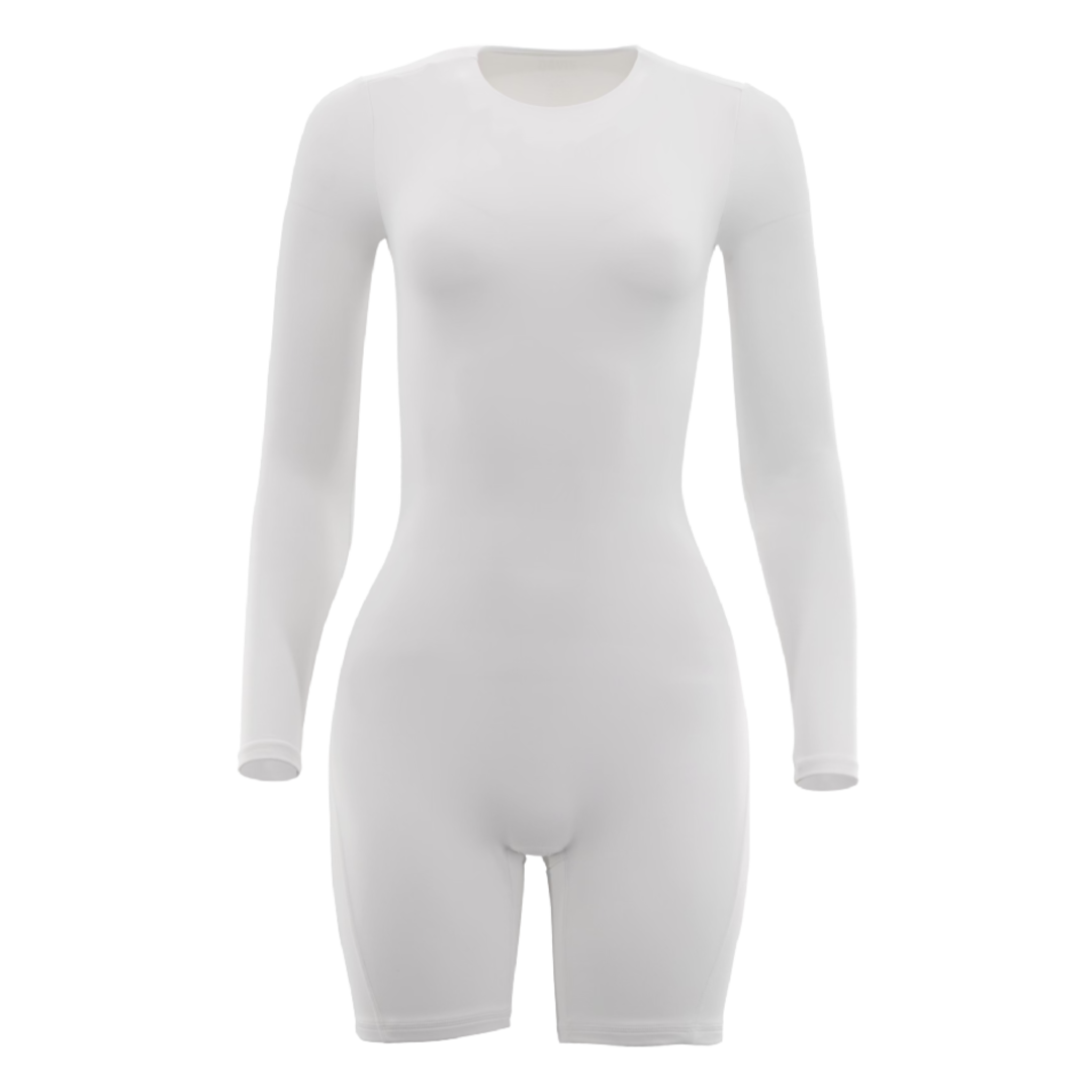 Backless Long Sleeve Romper Ivory – Davis Active